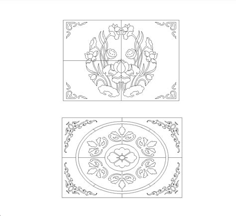 Elaborate Floral Patterns Dwg Cad Block Free Download