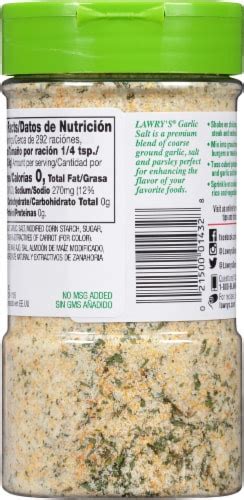 Lawrys® Garlic Salt With Parsley 93 Oz Smiths Food And Drug