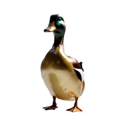 Glossy Cartoon Style Mallard Duck Standing Upright With Vibrant Green