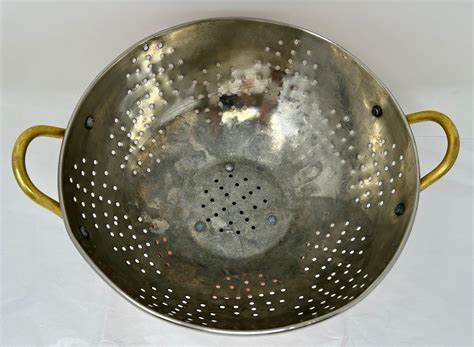 Vintage Brass Copper Colander Strainer 875 Diameter Etsy