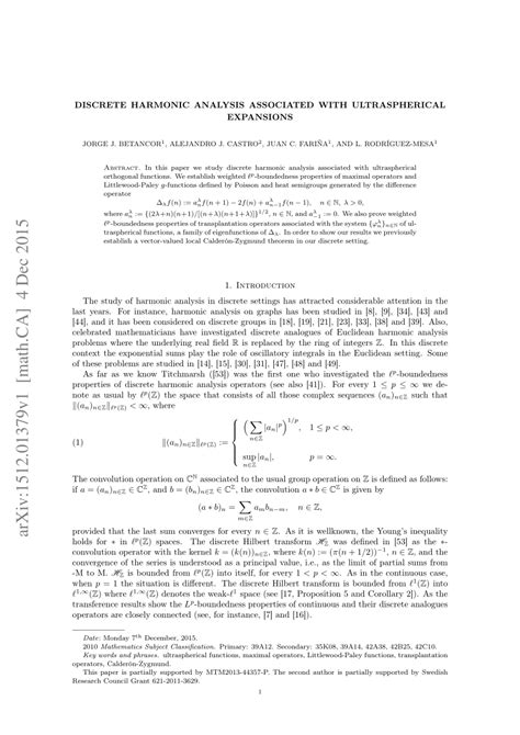 Pdf Discrete Harmonic Analysis Associated With Ultraspherical Expansions
