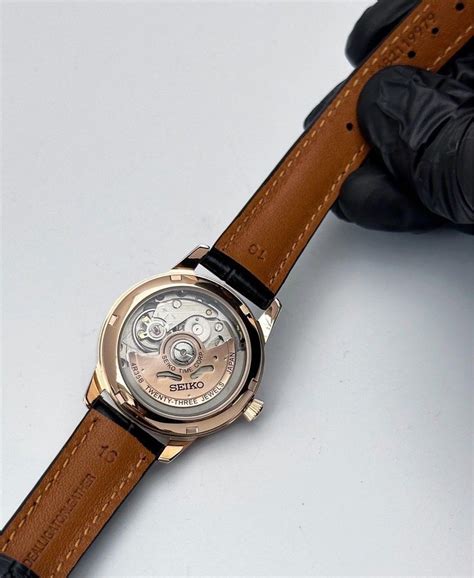 Custom Seiko Mod 33mm Rose Gold Diamond Sakura Presage Automatic Watch