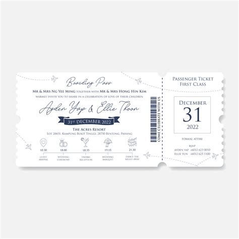 Wedding Boarding Pass Design Boarding Pass Wedding Invitations