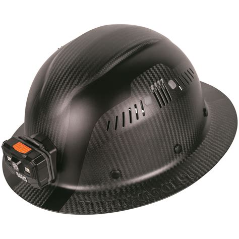 Klein Carbon Fiber Full Brim Hard Hat With Headlamp Titan 60512