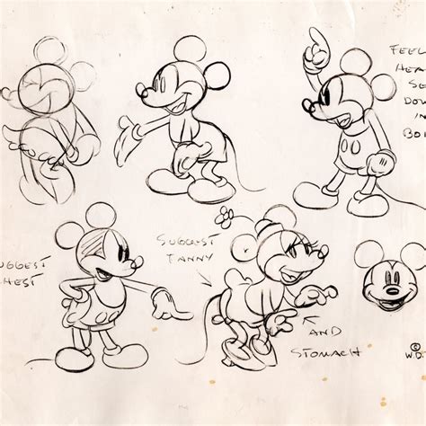 Mickey And Minnie Standards Photostat Model Sheet C 1930s 1940s Id