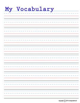 Vocabulary Writing Paper By Cindy Soderlund Teachers Pay Teachers