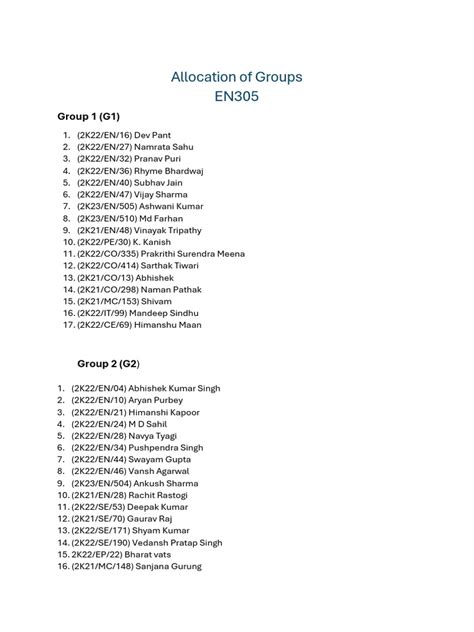 Allocation Of Groups Pdf