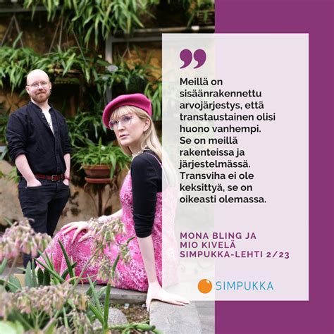 Transvaikuttajat Mona Bling Ja Mio Kivelä Olisimme Molemmat Ihan älyttömän Hyviä Vanhempia