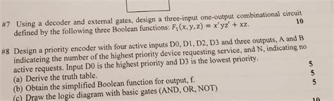 Solved 7 Using A Decoder And External Gates Design A