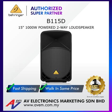 Behringer Eurolive B115d Active 2 Way 15 1000w Pa Speaker System With