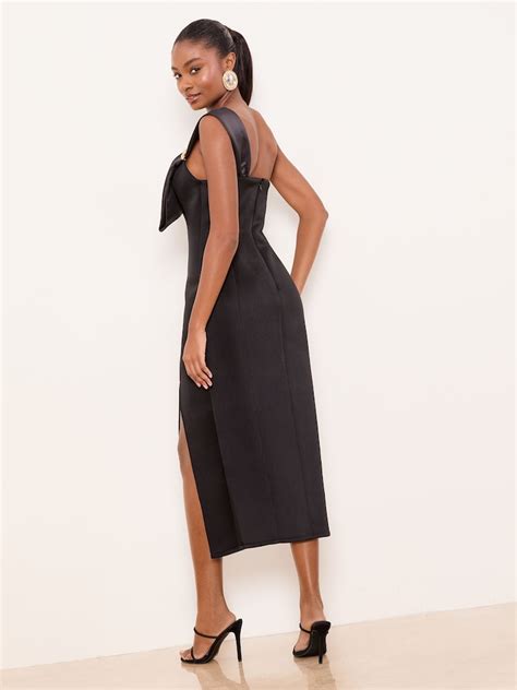 Buy Lipsy Black One Shoulder Asym Bow Bodycon Midi Dress From Next