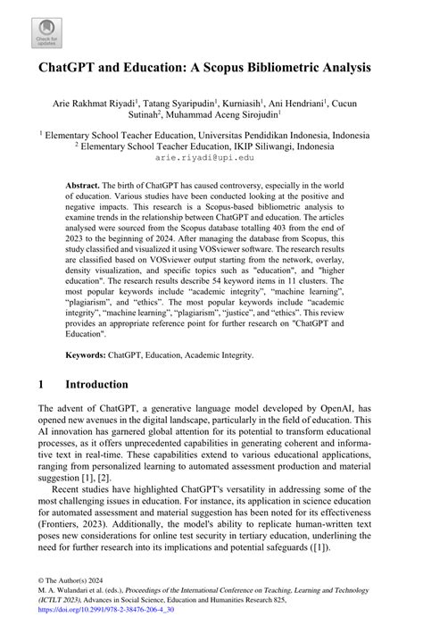 Pdf Chatgpt And Education A Scopus Bibliometric Analysis