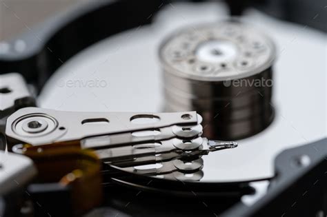 Opened Hard Disk After Disassembly During Repair Or Service Macro Shot