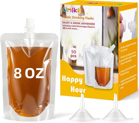 Umikk Plastic Flasks 50 Pcs Reusable Drink Bags Leak