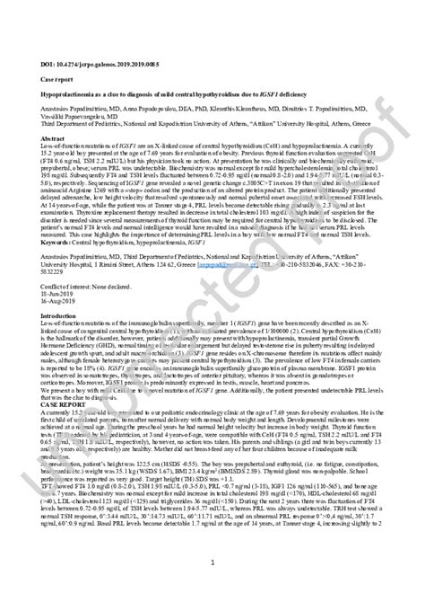 Pdf Hypoprolactinemia As A Clue To Diagnosis Of Mild Central