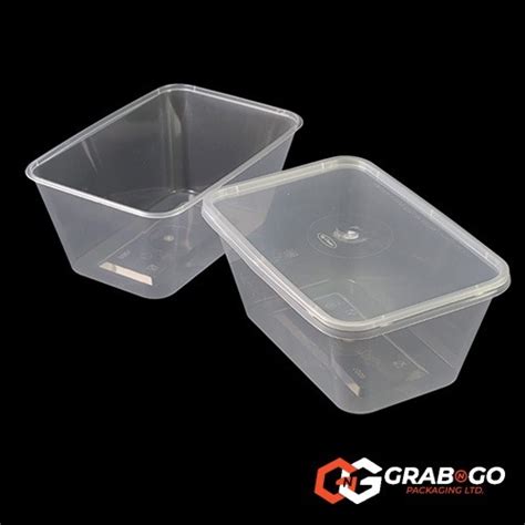 1000ml Clear Rectangular Containers Complete With Lids Standard Duty