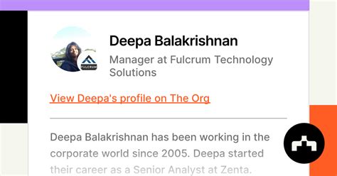 Deepa Balakrishnan Manager At Fulcrum Technology Solutions The Org