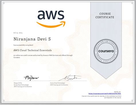 Completion Of Aws Cloud Technical Services Course Niranjana Devi S Posted On The Topic Linkedin