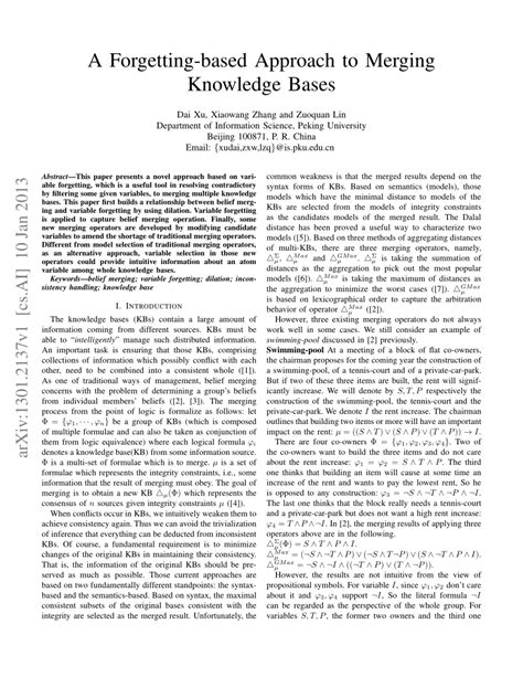 Pdf A Forgetting Based Approach To Merging Knowledge Bases