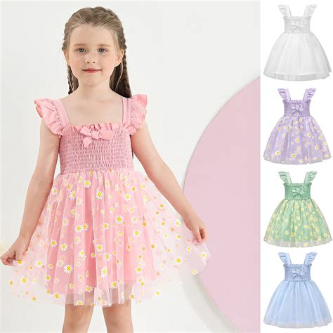 Gyratedream Girls Dresses Daisy Floral Summer Sleeveless Beach Tutu