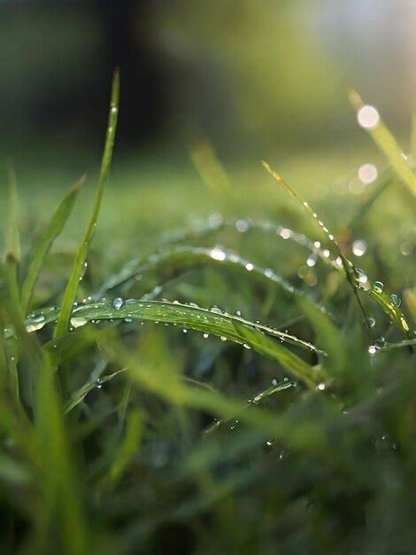 Dew Wet Grass Premium Ai Generated Image