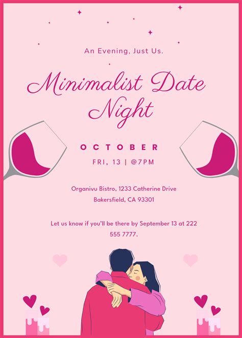 Free Minimalist Date Night Invitation Template To Edit Online