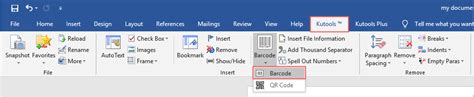 Quickly Insert Or Create A Barcode Into Document In Word