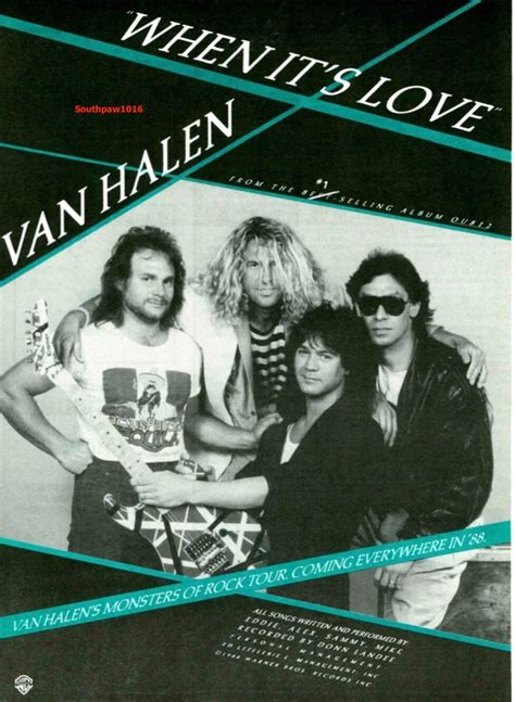 1988 Van Halen When Its Love Song Release Music Industry Promo