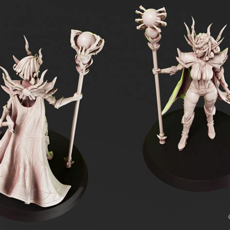 3d Printable Drow Sorceress Bundle Pinup Variants By Psminiatures