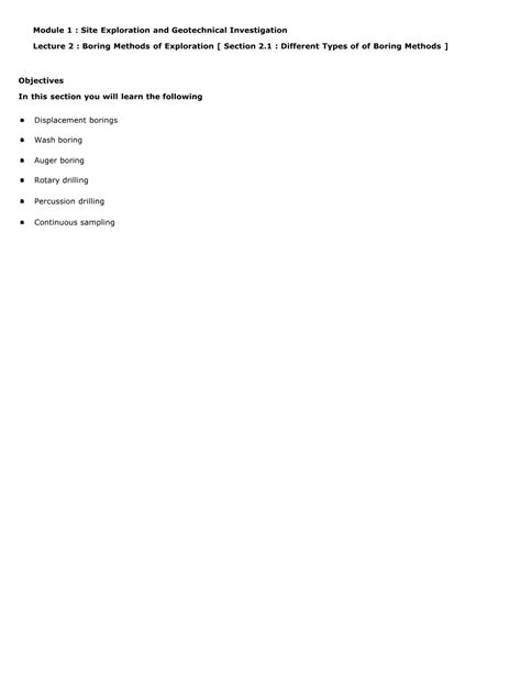 Boring Methods Of Exploration Section 21 Different Types Of Of