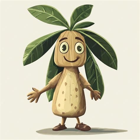 Vintage Style Cassava Cartoon Character Vector Premium Ai Generated Image