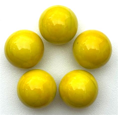 Lot Of 5 Yellow Glass Marbles 25mm 1 Inch Shooter Taw Big Game