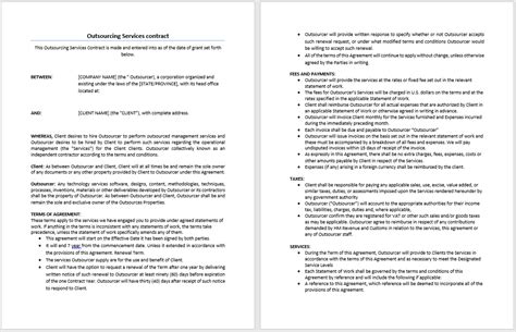 Outsourcing Services Contract Template My Word Templates