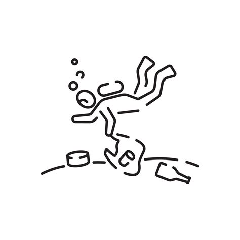 Ocean Pollution Line Icon Fish Vector Ecology Element Of Pollution