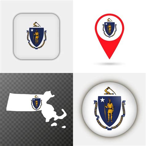 Set Of Massachusetts State Flag Vector Illustration 15260490 Vector