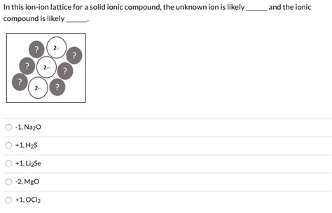Solved In This Ion Ion Lattice For A Solid Ionic Compound