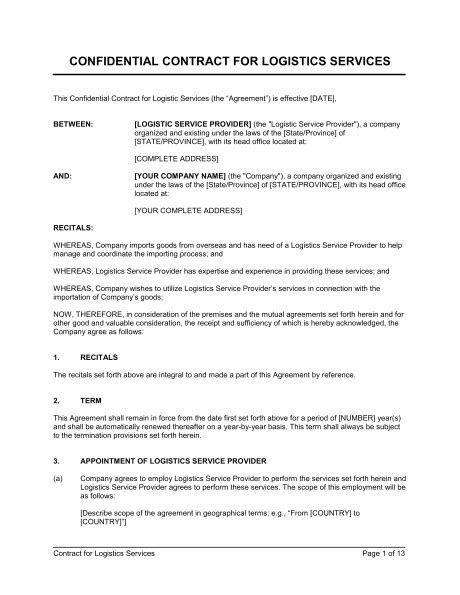 Warehouse Contract Template Williamson