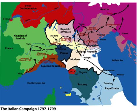 Map Of The Italian Campaign French Invasion Italy Timeline