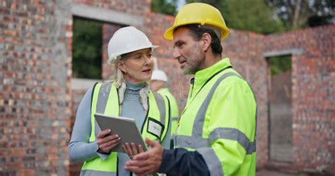 Architect Planning And Collaboration On Construction Site With Tablet