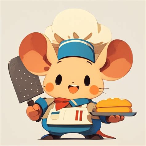 Premium Vector A Mouse Baker Cartoon Style