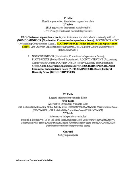 Plan For Analysis Pdf Regression Analysis Dependent And