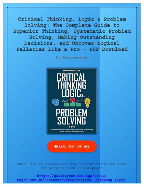 Ebook Pdf Critical Thinking Logic And Problem Solving The Complete Guide To Superior Thinking