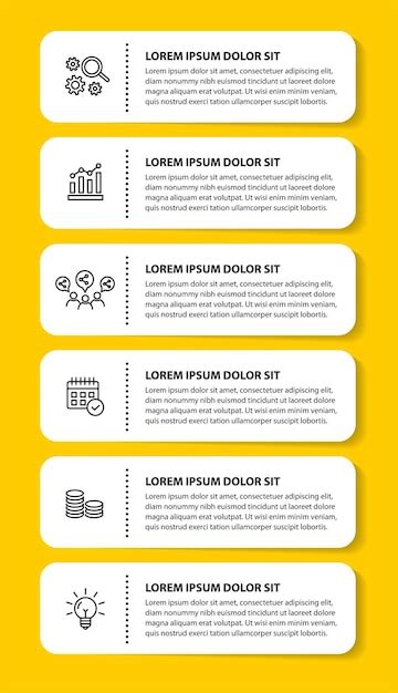 Free Vector 6 Steps Infographic Flowchart Design Template