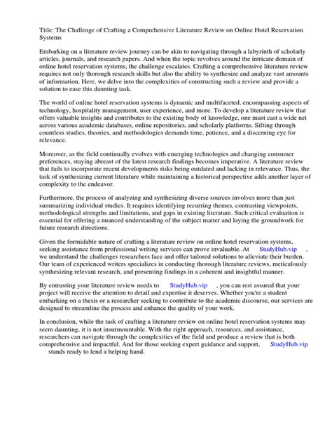 online hotel reservation system literature review pdf internet