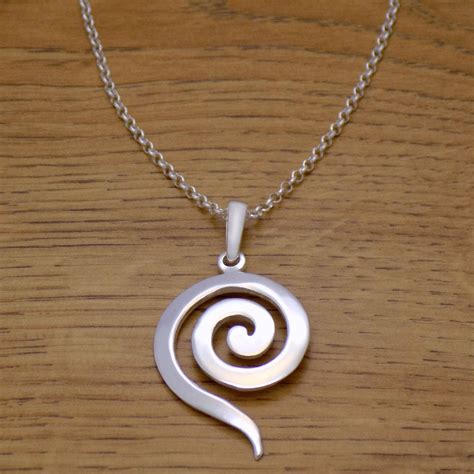 Stunning Solid 925 Sterling Silver Spiral Pendant Necklace With Chain