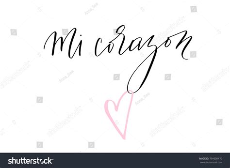 Phrase My Heart Spanish Handwritten Text стоковая векторная графика без лицензионных платежей