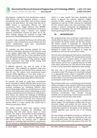 Endangered Bird Species Classification Using Machine Learning Techniques PDF