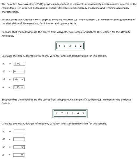 Solved The Bem Sex Role Inventory Bsri Provides Independent Assessments 1 Answer