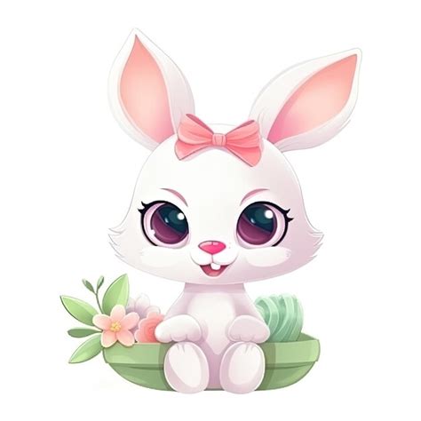 Premium Photo Adorable Easter Bunny Cartoon On A White Background Generative Ai