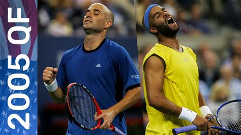Andre Agassi Vs James Blake In A Five Set Late Night Classic Us Open